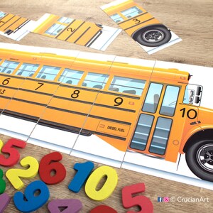 SCHOOL BUS Number Sequence Puzzle. Sequencing 1-10, 11-20 Printable ...