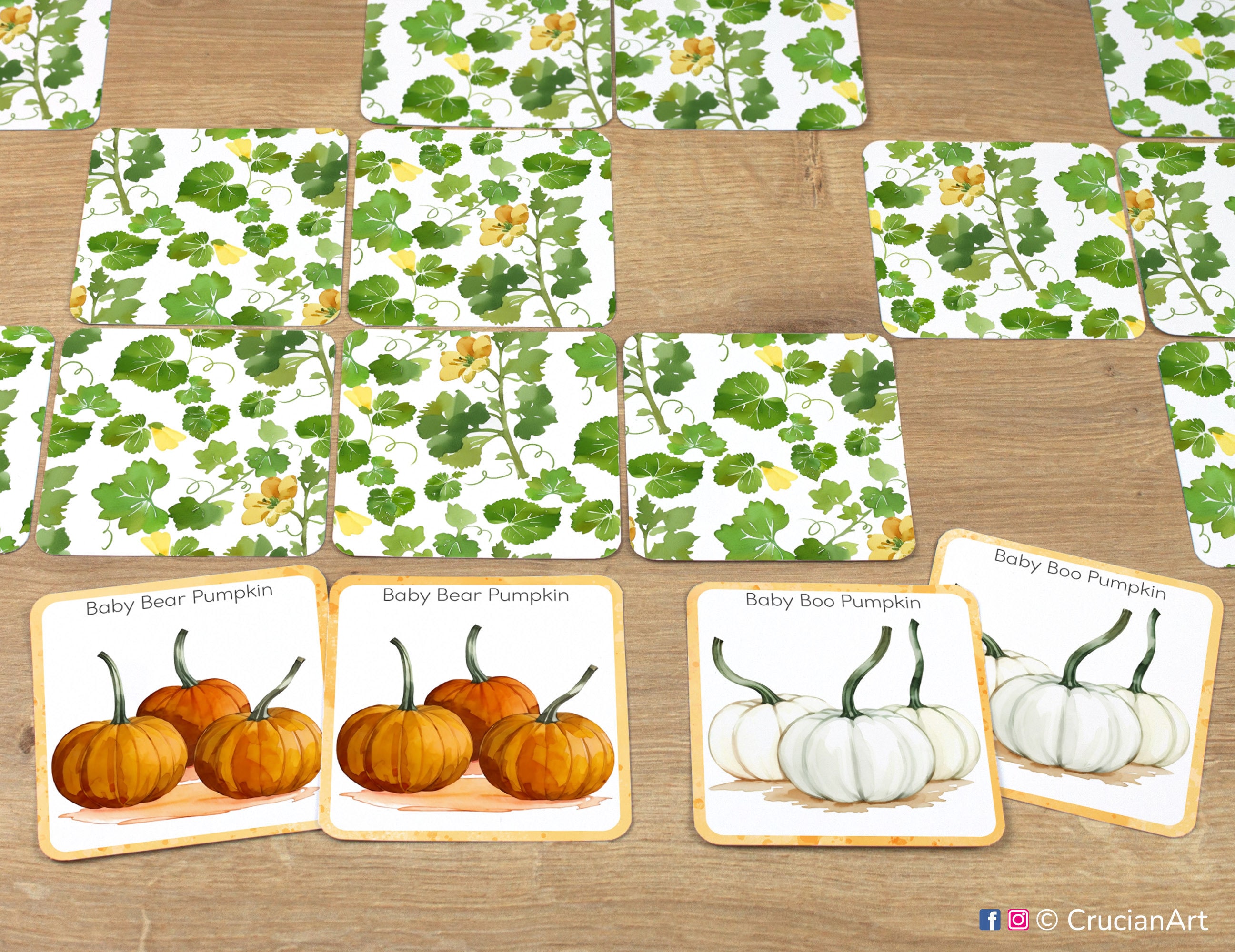 Pumpkin & Squash Memory Game: Printable Matching Activity. Autumn ...