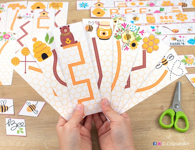 Honeybee Scissor Strips. Honey Bee Scissor Skills Printable Activity ...