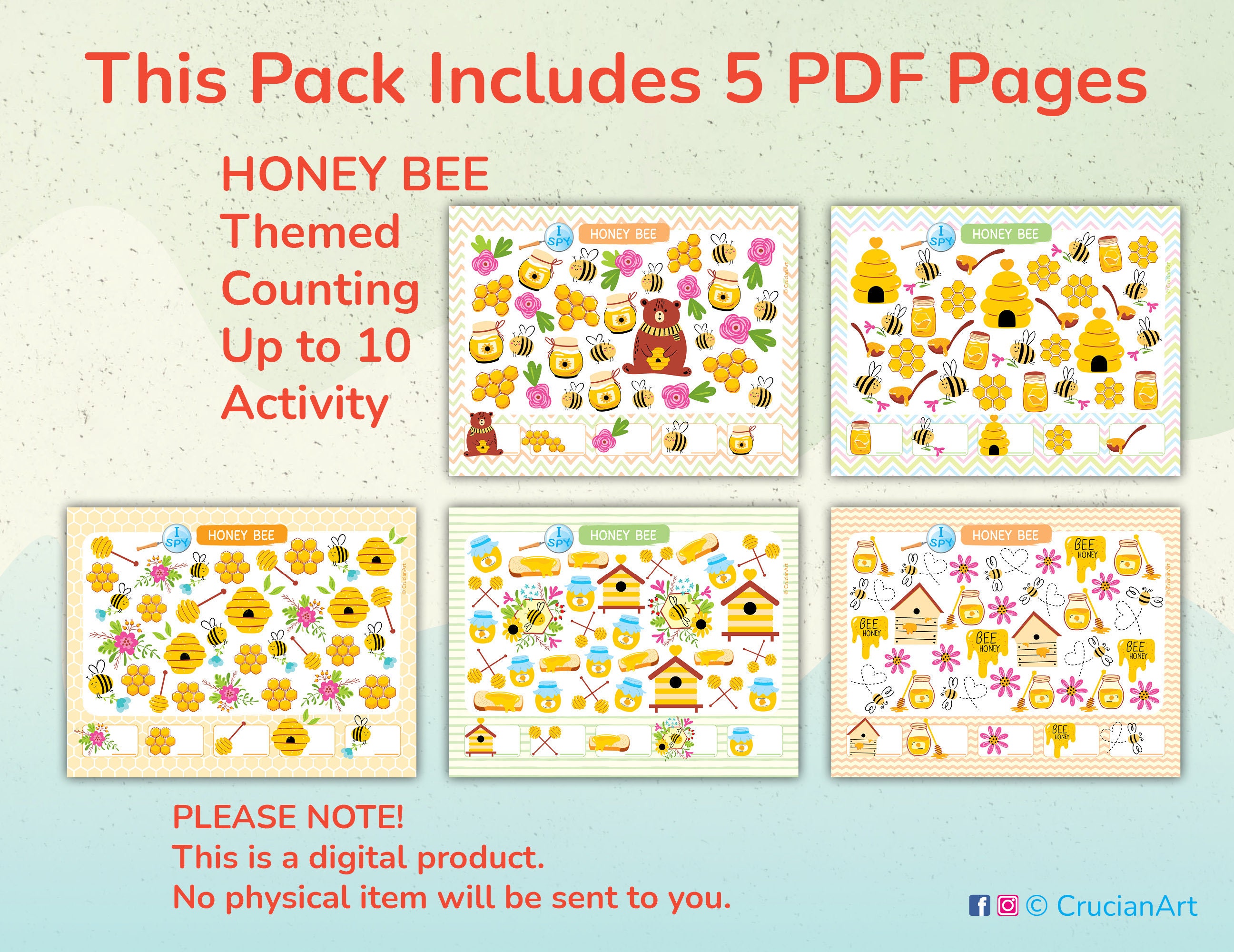 Honey Bee I Spy Counting Activity. Preschool Learning Worksheets ...