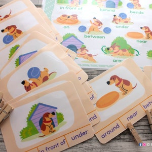 Positional Words Printable Cards. Preposition Flashcard. Prepositional ...