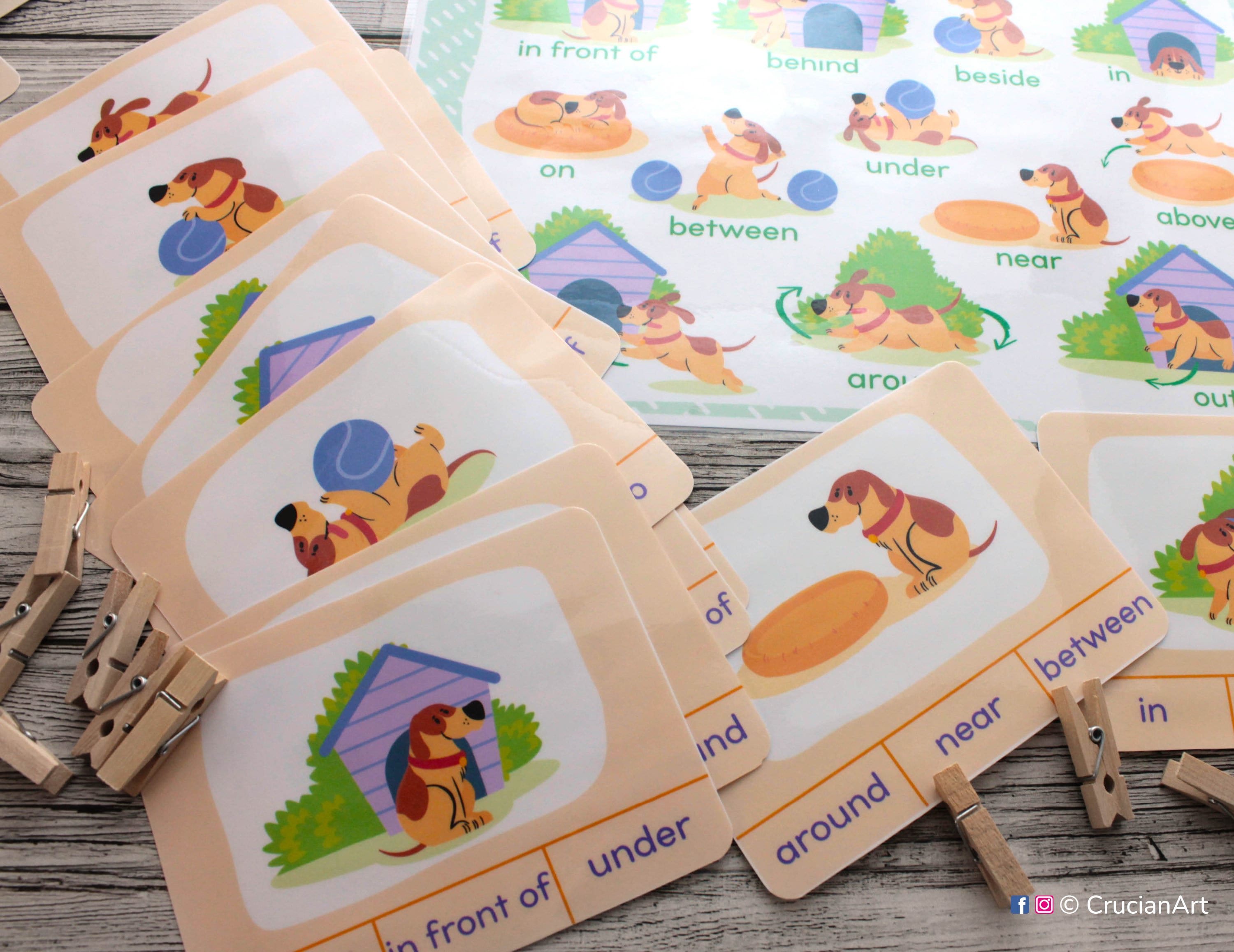 Positional Words Printable Cards. Preposition Flashcard. - Etsy Australia