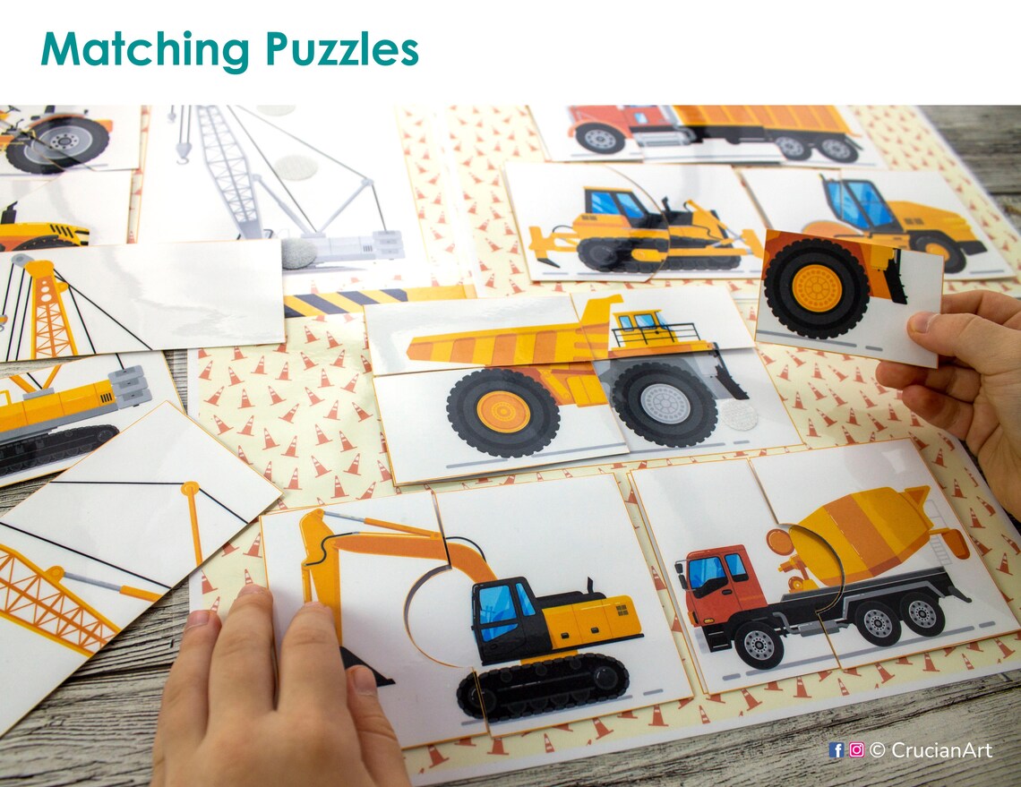 Construction Vehicles Sorting & Matching Printable Busy Book | Etsy