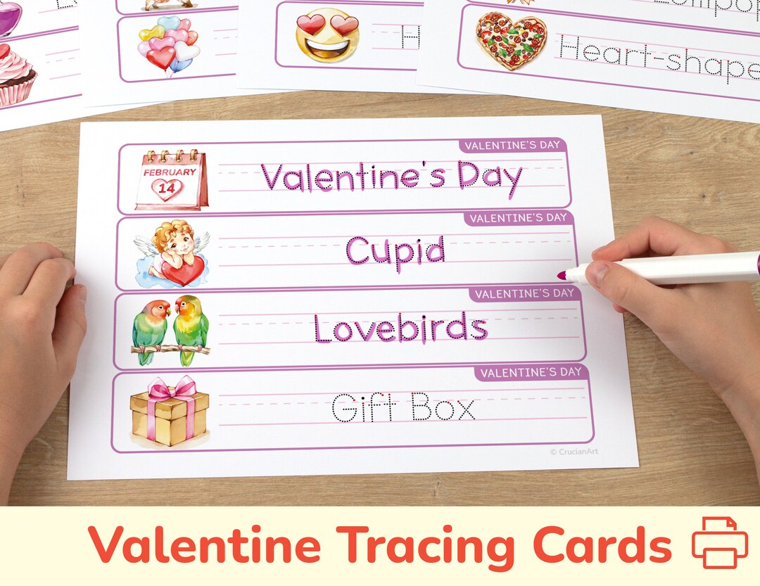 Valentine's Day Handwriting Worksheets: Vocabulary Activity Printable ...