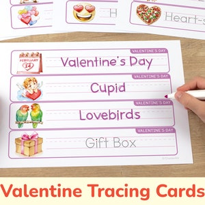 Valentine's Day Handwriting Worksheets: Vocabulary Activity Printable ...
