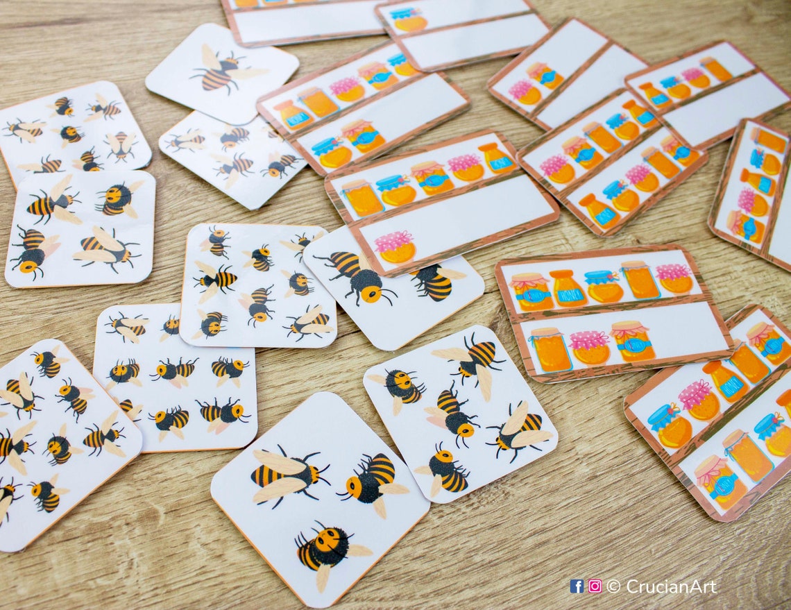 Honeybee Number 1-10 Match Printable Worksheet. Honey Bee - Etsy
