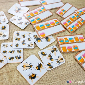Honeybee Number 1-10 Match Printable Worksheet. Honey Bee Toddler and ...