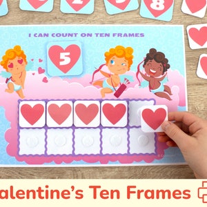 VALENTINE'S DAY Early Math Activitiy. Ten Frames Counting - Etsy