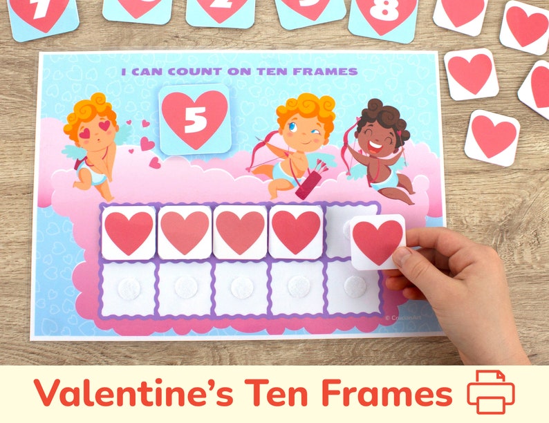 VALENTINE'S DAY Early Math Activitiy. Ten Frames Counting - Etsy