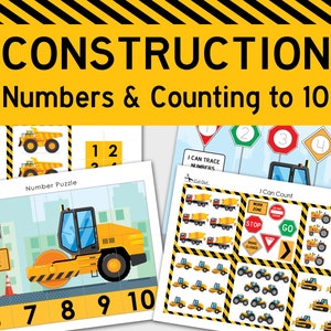 Construction Vehicles Numbers 1-10 & Counting Printable Busy - Etsy