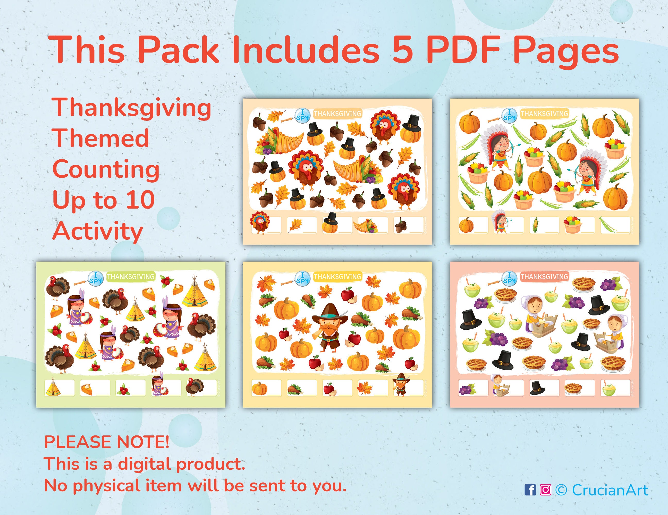 Thanksgiving Day I Spy Activity. Fall Counting Worksheets. Autumn I Spy ...