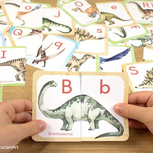 Dinosaur Alphabet Puzzle Pairs. Dino ABC Matching Cards. Toddler ...