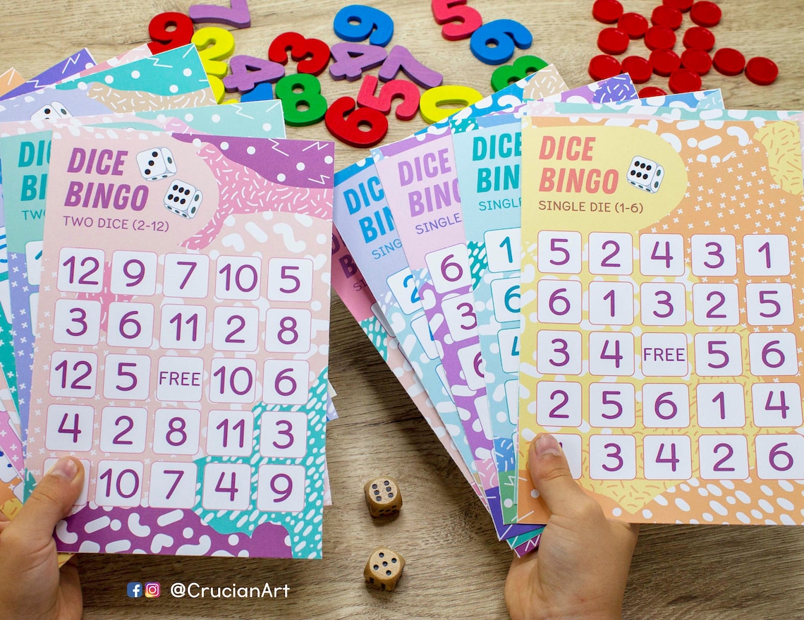 Dice Bingo Printable. Preschool Number Activity 1-12. - Etsy