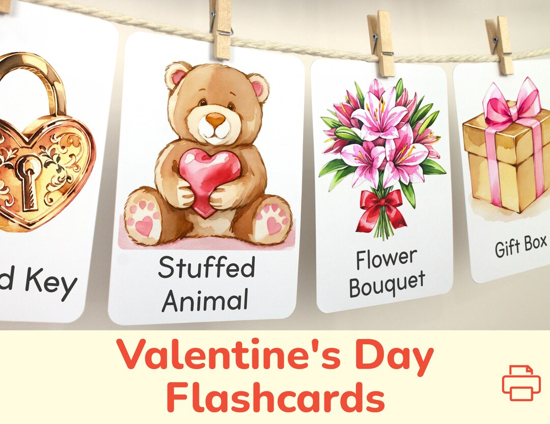 Valentine's Day Flashcards: Toddler, Preschool, Kindergarten Printable ...