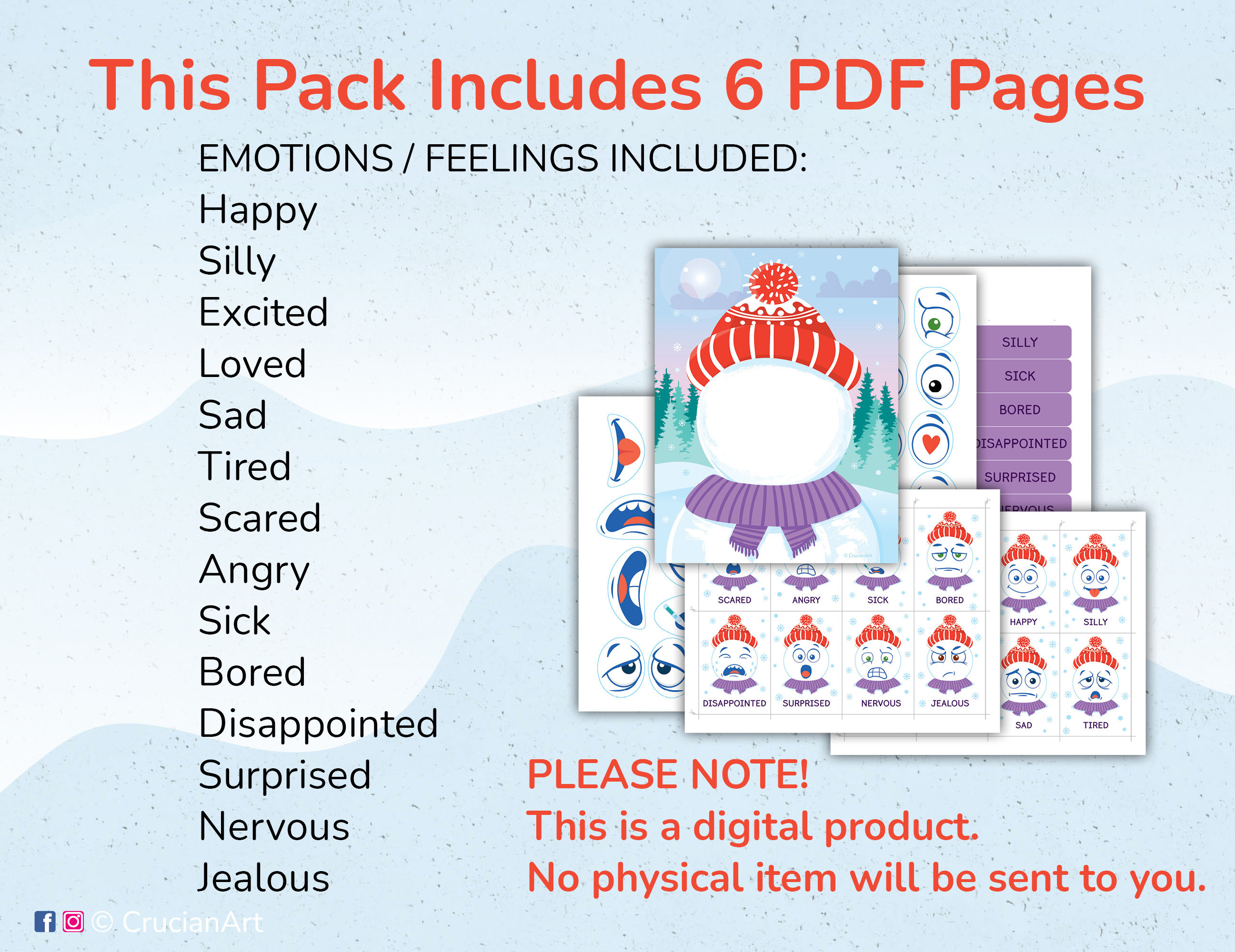 SNOWMAN Emotions and Feelings. Winter Printable Activity for - Etsy