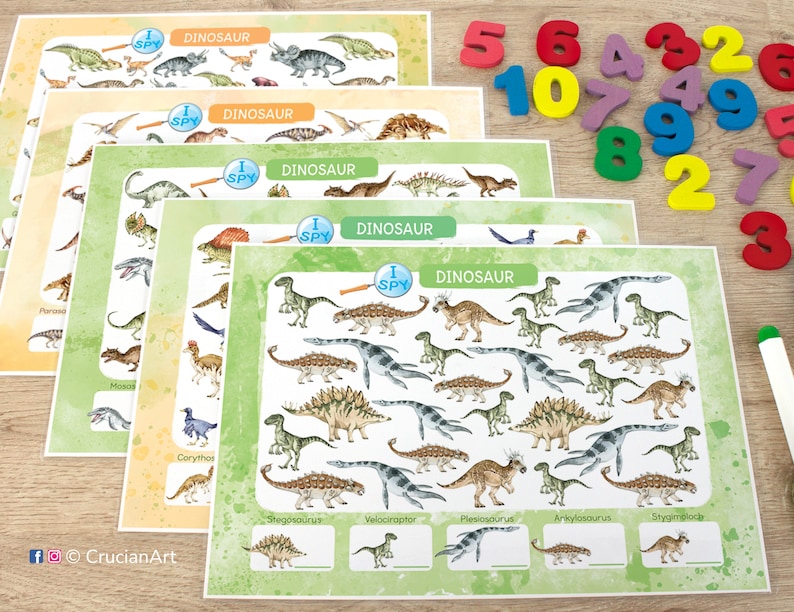Dinosaur I Spy Counting Activity. Dino Homeschool, Preschool, Pre-k ...
