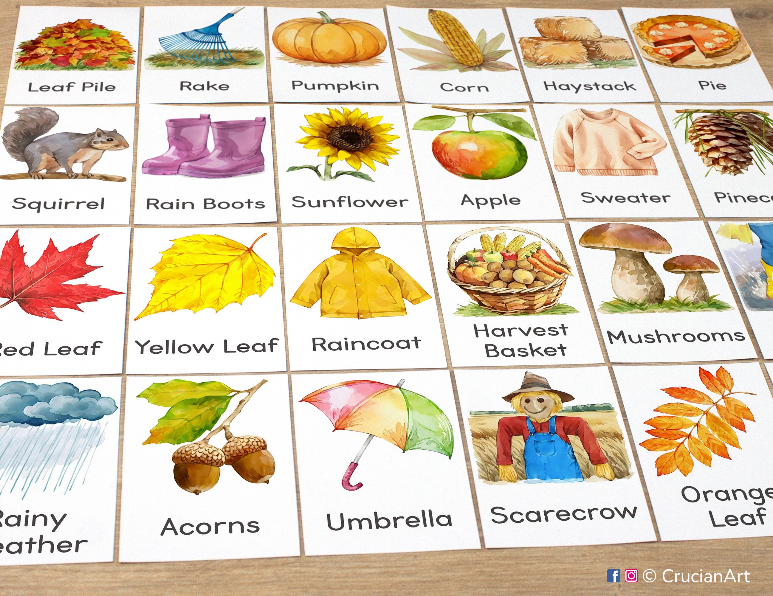 Fall Themed Bingo Game: Printable Preschool, Kindergarten, Toddler ...