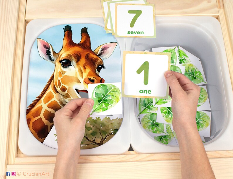 Feed the Giraffe Flisat Insert: African Savannah Theme Counting ...