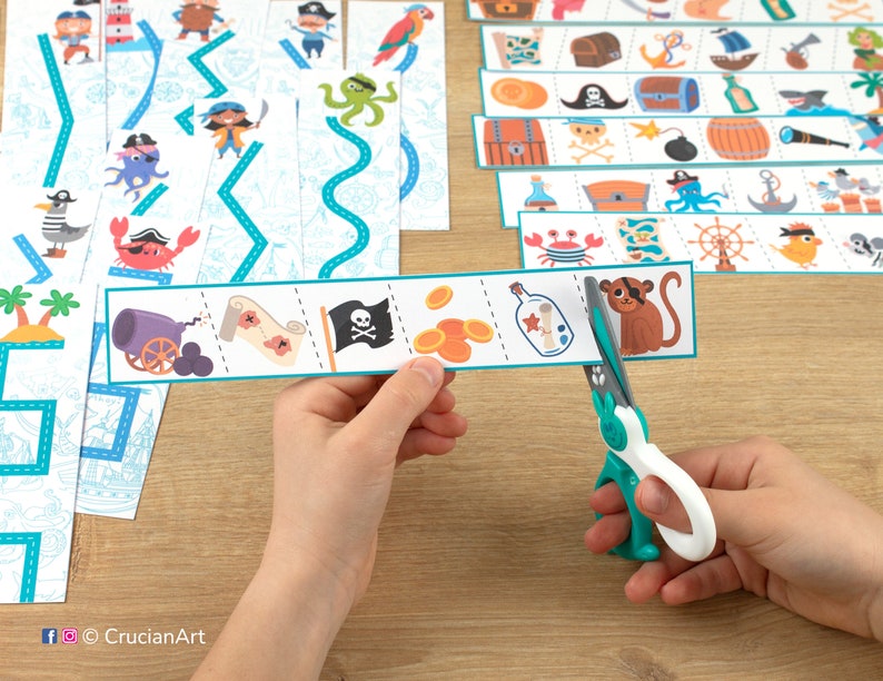 Pirate Theme Scissor Strips. Scissor Skills Activity for Boys ...