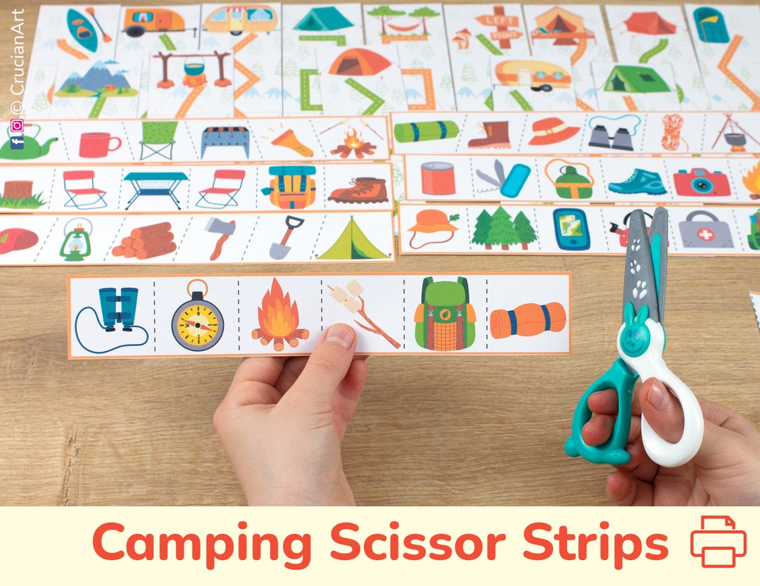 Camping Theme Scissor Strips. Summer Scissor Skills Activity. Cutting ...
