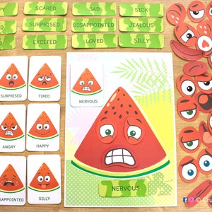 Watermelon Themed Emotions and Feelings Activity: Printable Learning ...