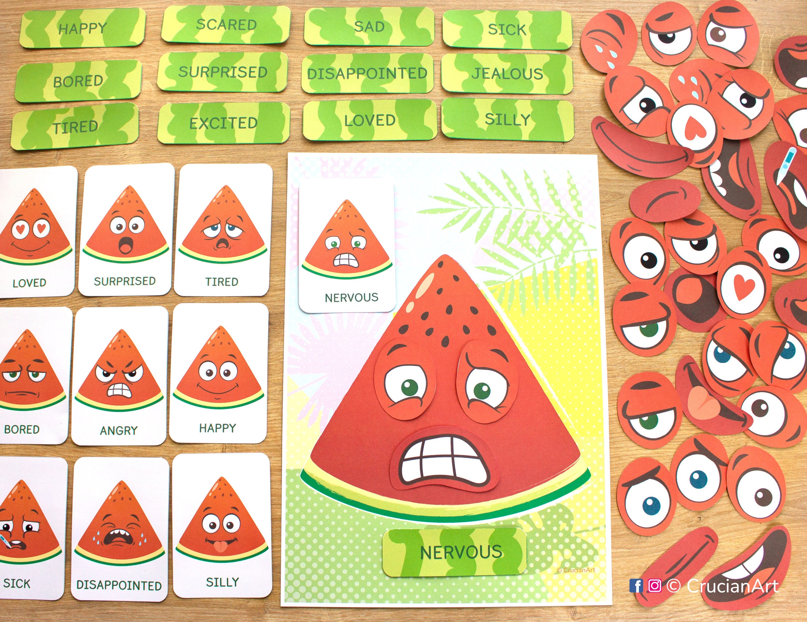 Watermelon Themed Emotions and Feelings Activity: Printable Learning ...