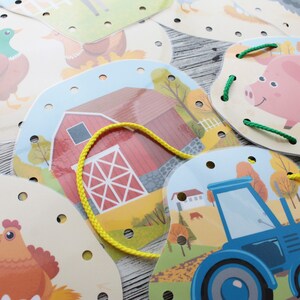 Farm Printable Lacing Card. Fine Motor Skill Tying Toy for Toddler - Etsy
