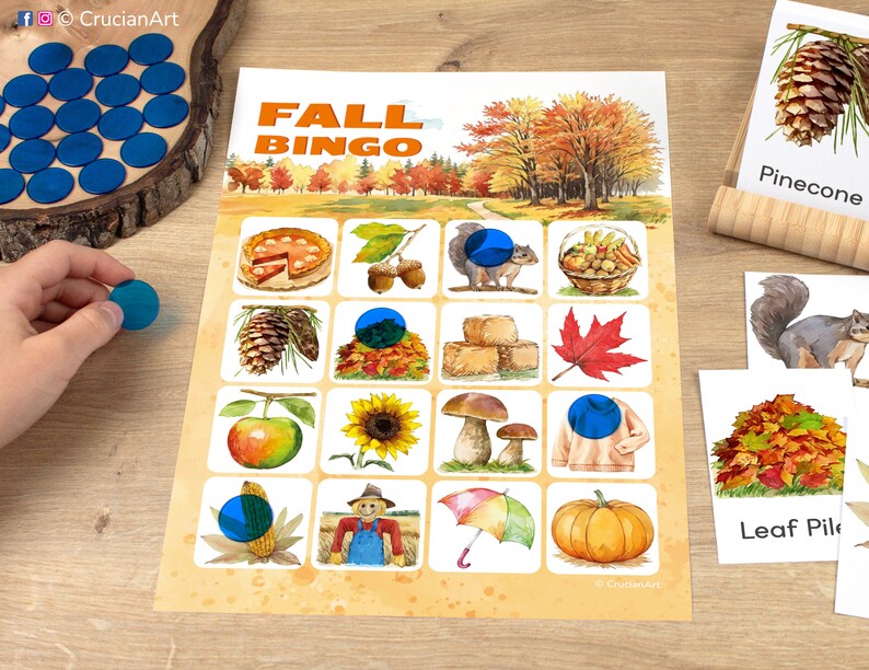 Fall Themed Bingo Game: Printable Preschool, Kindergarten, Toddler ...
