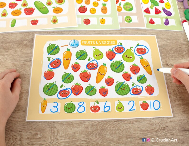 Fruits & Veggies I Spy Activity. Fruit and Vegetables Printable ...
