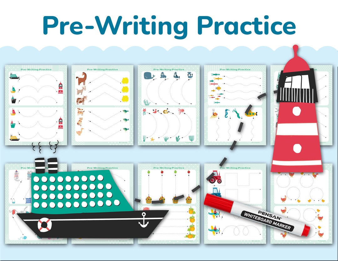 Preschool Pre-writing Worksheets. Pre School Writing Printable Workbook ...