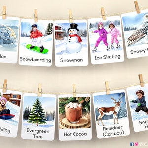 Winter Flashcards: Toddler Preschool Kindergarten Printable Flash Cards ...