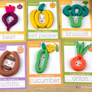 Vegetables Playdough Mats. Printable Toddler Preschool Educational ...