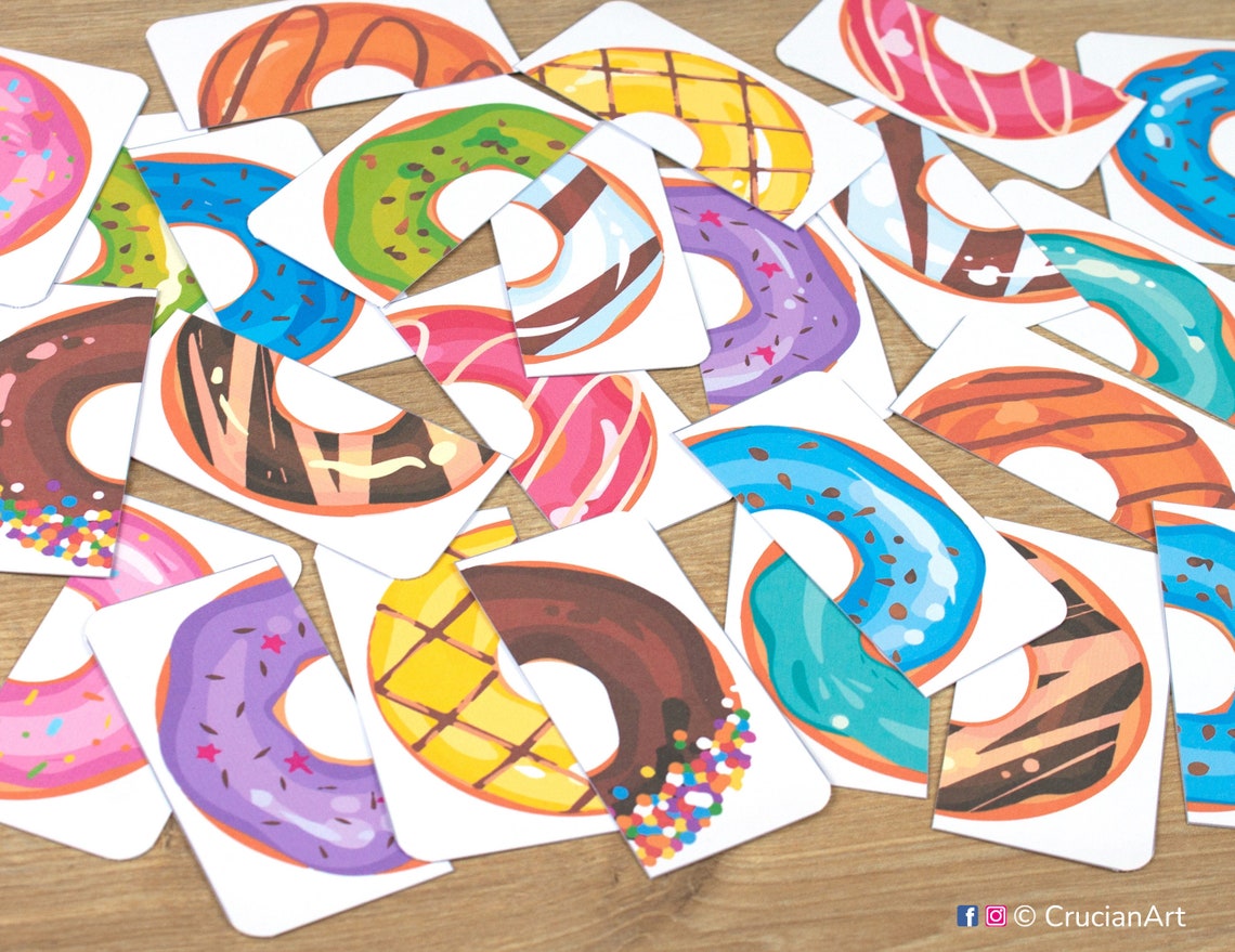 Donut Matching Cards. Printable Match Halves Activity. Toddler ...