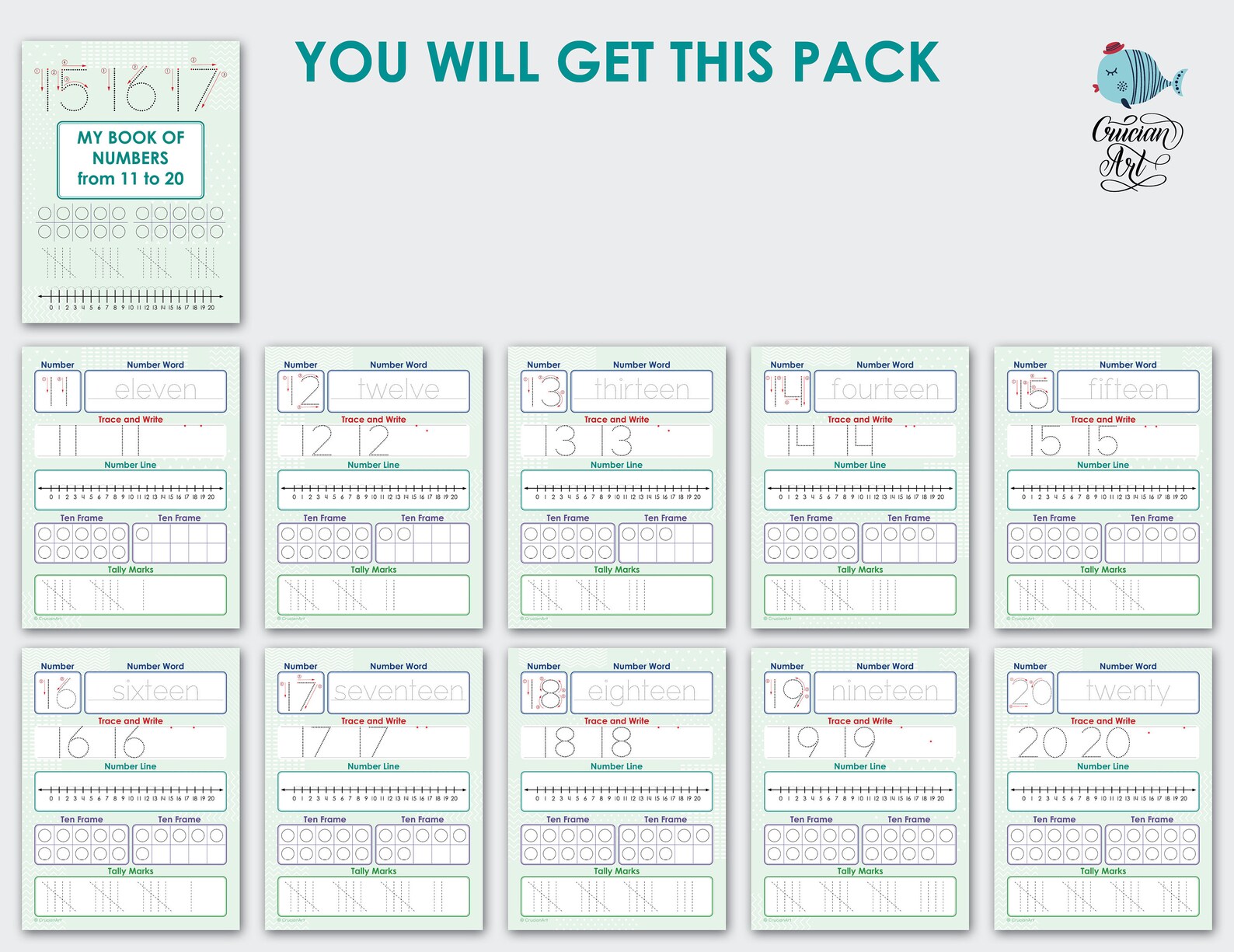 Numbers 11 to 20 Kindergarten Math Printable Worksheet. - Etsy