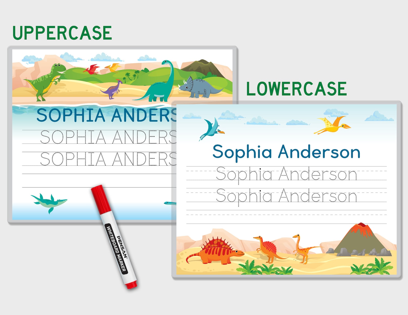 Custom Name Tracing Practice. Dinosaur Handwriting Trace Personalized ...