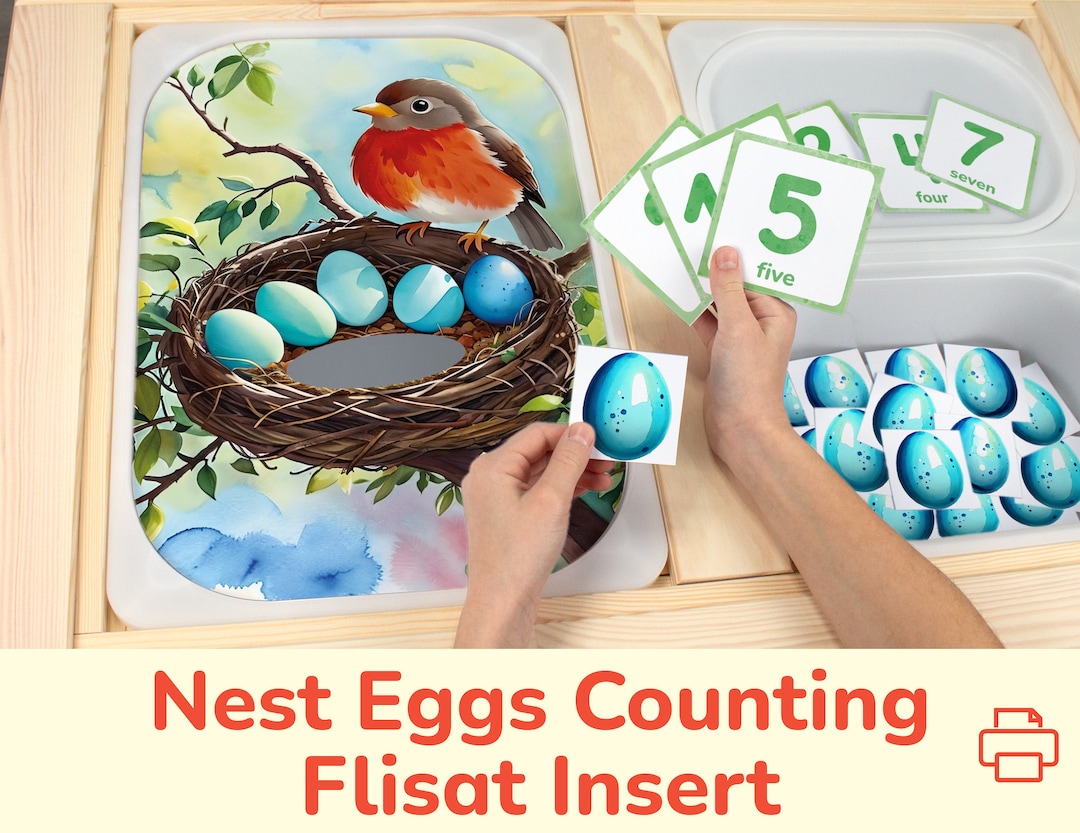 Robin's Nest Flisat Insert: Backyard Bird Eggs Counting Printable ...