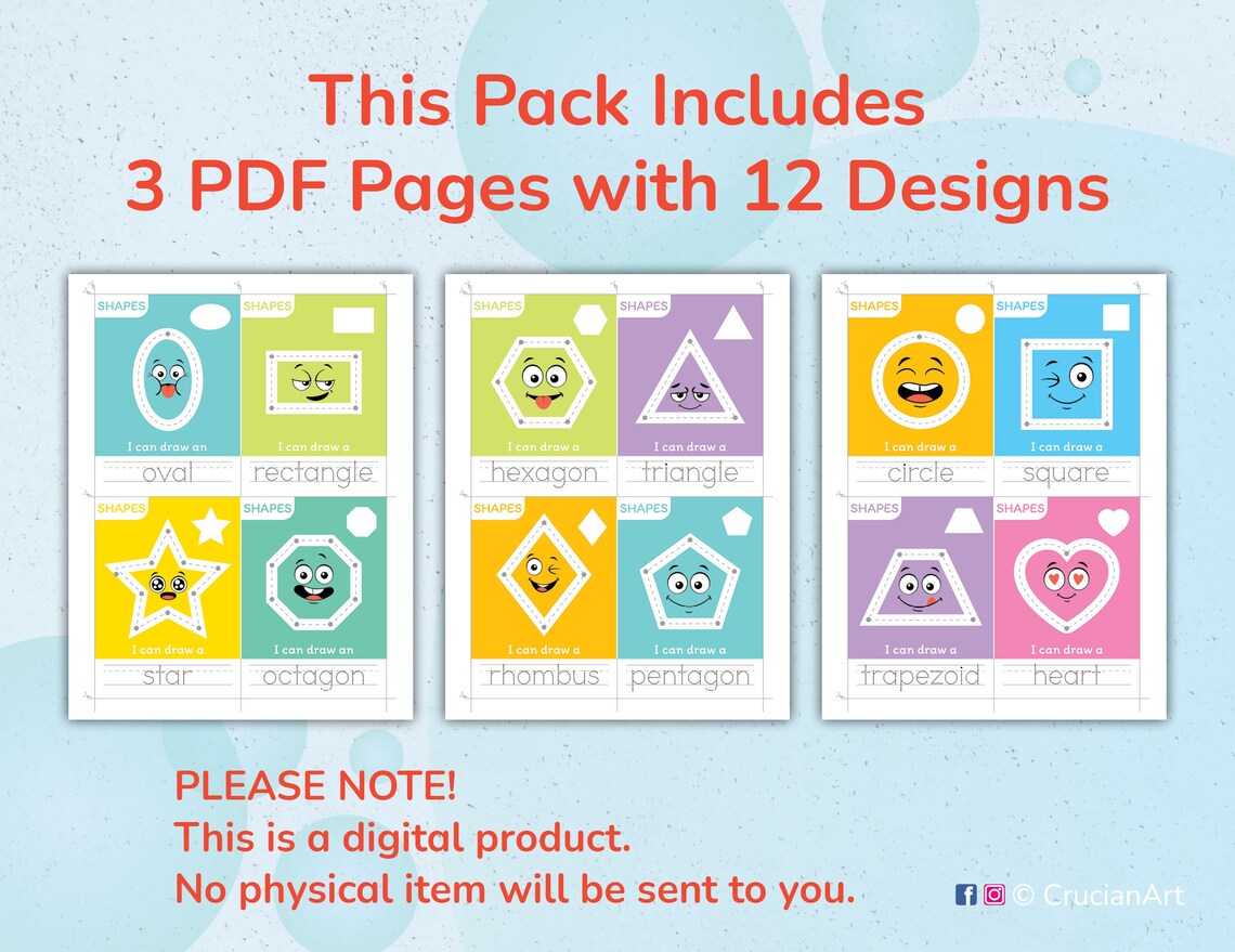 2D Shapes Tracing Cards. Homeschool Printable Learning - Etsy