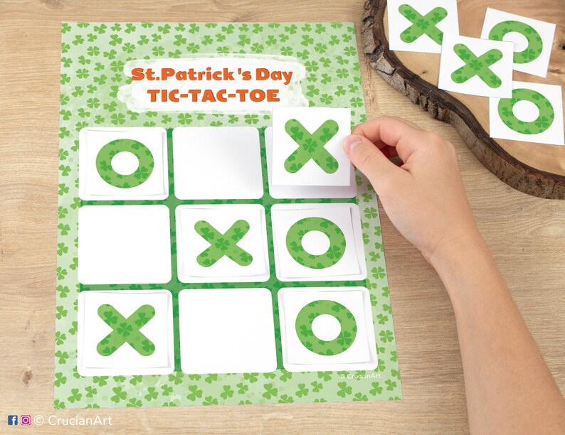 Saint Patrick's Day Tic-tac-toe Game: Preschool Kindergarten Printable ...