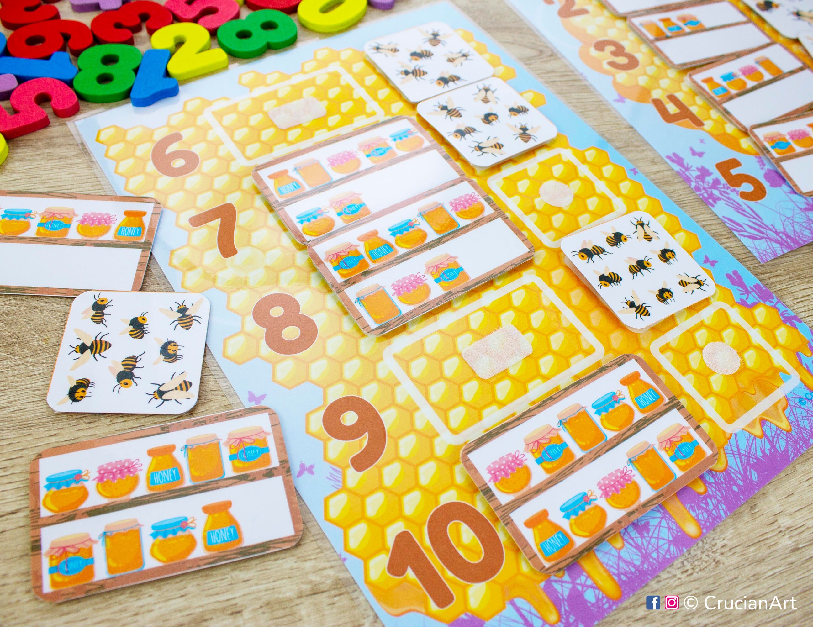 Honeybee Number 1-10 Match Printable Worksheet. Honey Bee - Etsy