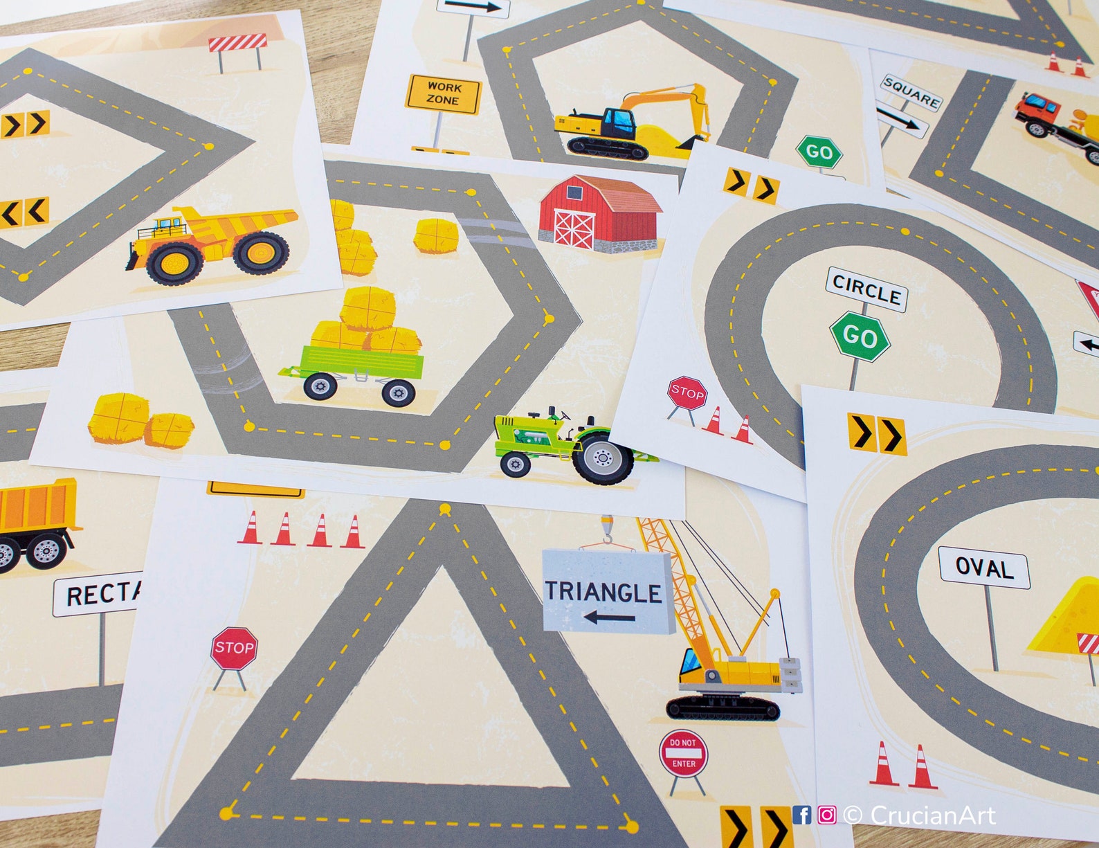 2D Shapes Printable Road Mat for Boys. Construction Truck - Etsy