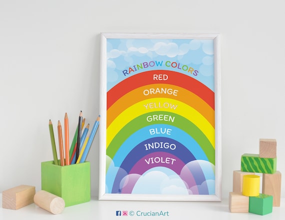 RAINBOW COLORS Playroom Poster. Colors of the Rainbow Learning - Etsy