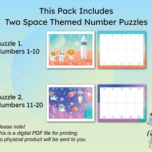 Space Theme Number Puzzle 1 - 20. Printable Preschool Activity Numbers ...
