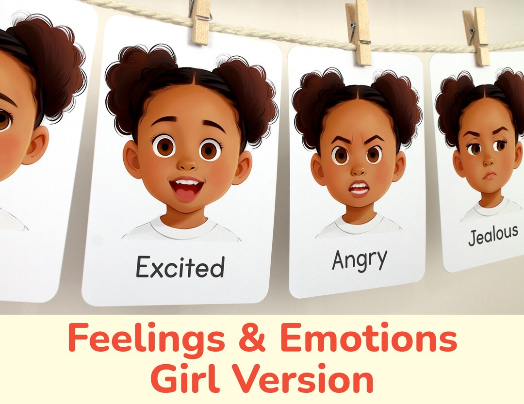 Emotion Flash Cards. Printable Girly Flashcards: Explore Feelings ...