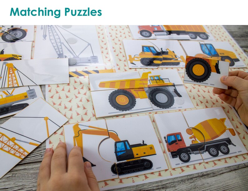Construction Vehicles Sorting & Matching Printable Busy Book | Etsy