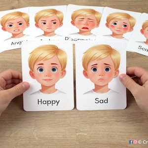 Emotion Flash Cards. Printable Flashcards for Boy: Explore Feelings ...