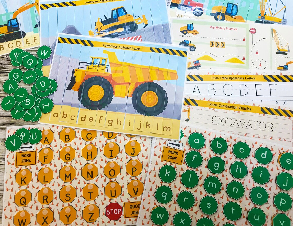 Construction Trucks Alphabet Busy Book. Printable Vehicles | Etsy