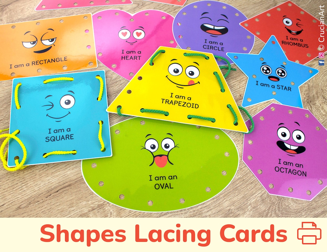 Shapes Printable Lacing Cards. Toddler and Preschool Fine Motor Skill ...