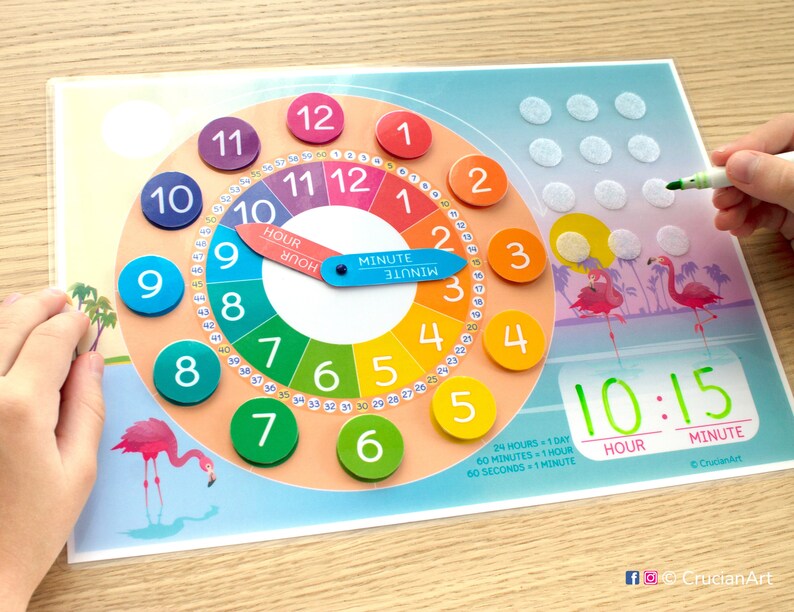 LEARNING TIME Printable Activity. Clock Educational Worksheet for ...