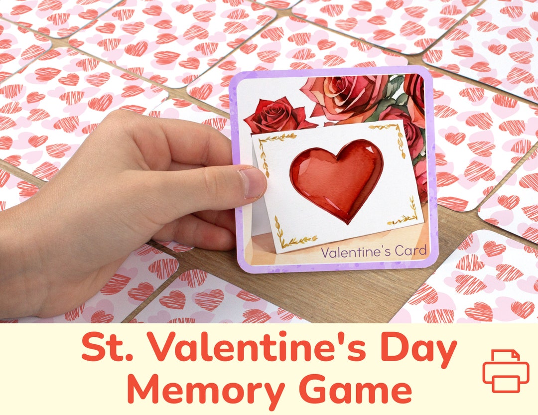 Valentine's Day Memory Game: Printable Toddler Preschool Kindergarten ...
