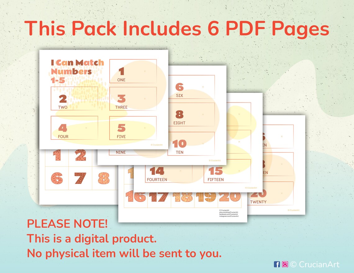 Numbers 1-20 Matching Printable Activity. Number Match Toddler Busy ...